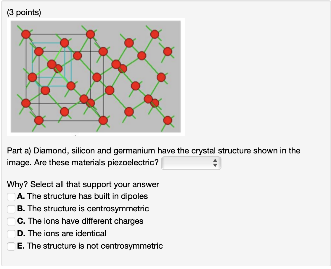 Solved (3 points) Part a) Diamond, silicon and germanium | Chegg.com