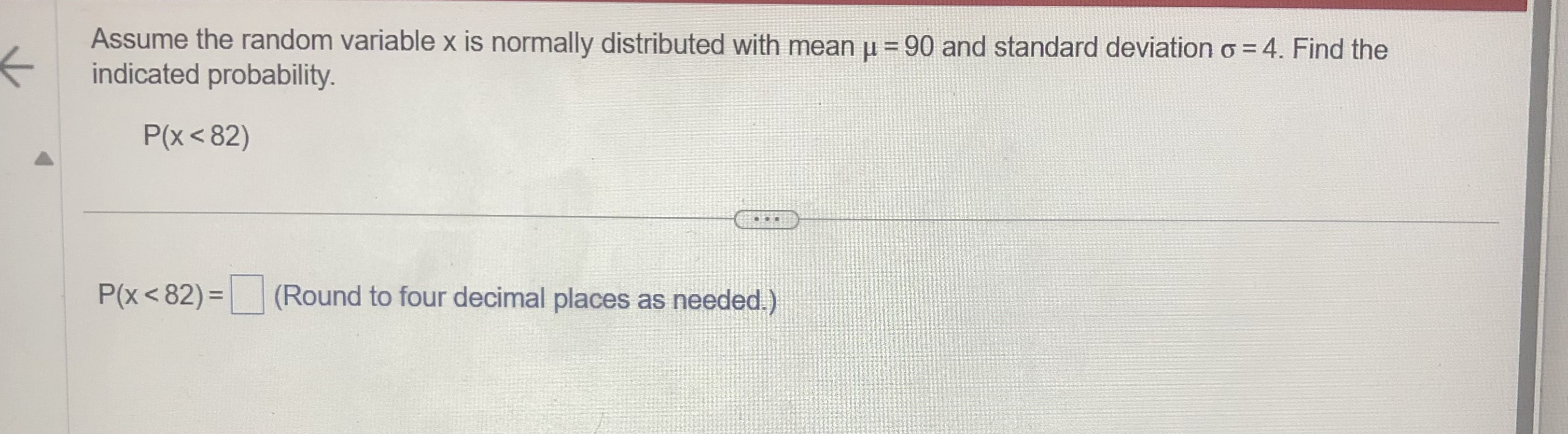 Solved Assume the random variable x is normally distributed | Chegg.com