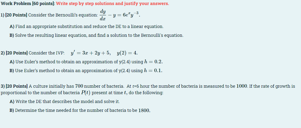 Solved Work Problem [60 points]: Write step by step | Chegg.com