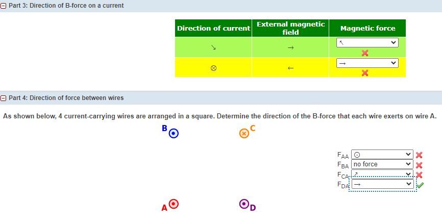 Solved - Part 3: Direction of B-force on a current | Chegg.com