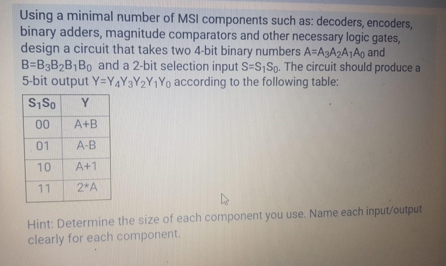 Solved Using a minimal number of MSi components such as: | Chegg.com