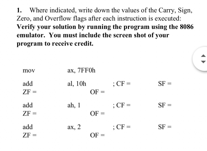 Solved Write the values of the different type of flag after | Chegg.com