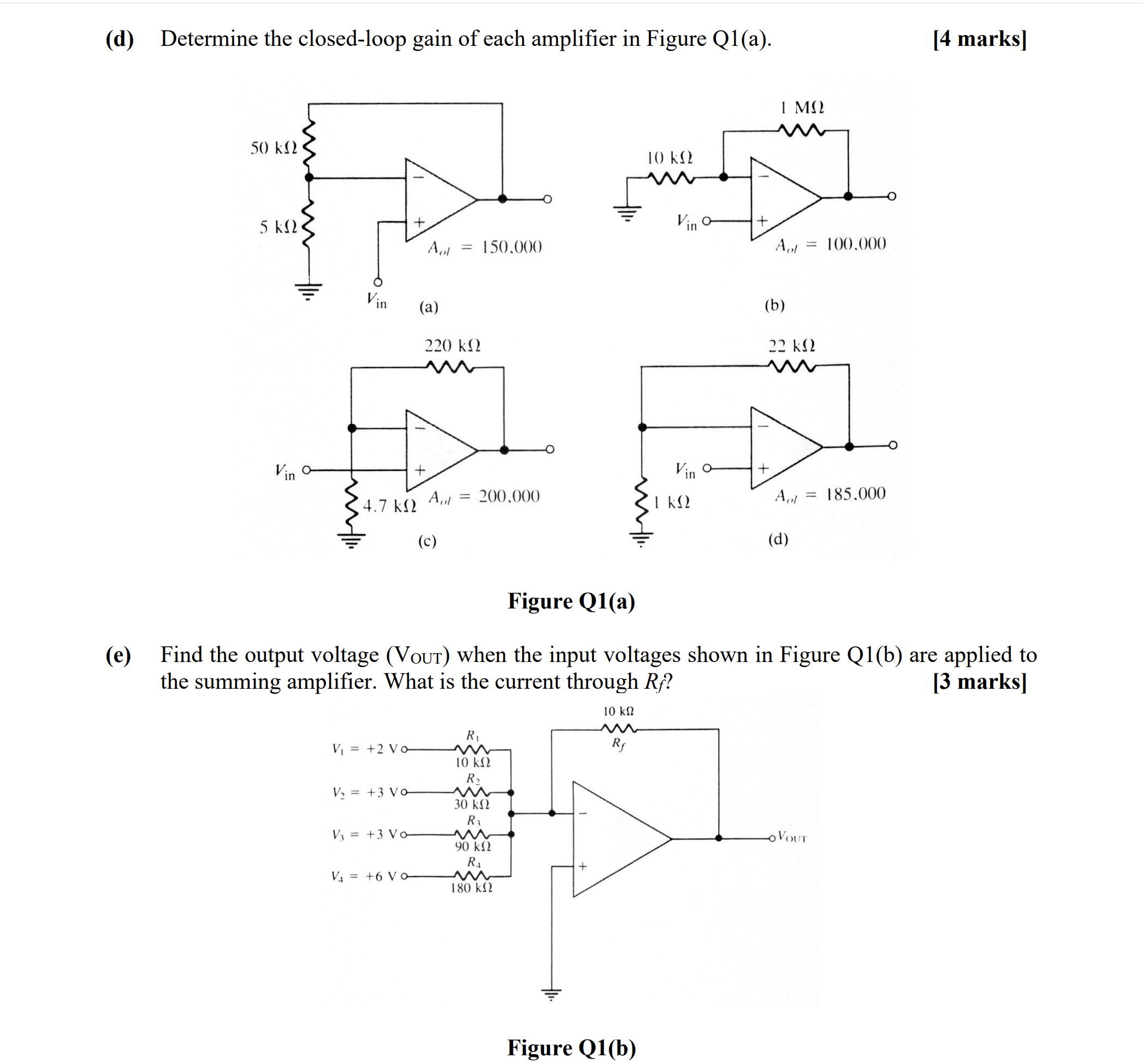 Solved (d) Determine the closed-loop gain of each amplifier | Chegg.com