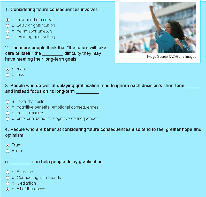 Solved 1. Considering future consequences involves a. | Chegg.com