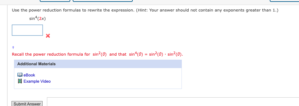 Solved Use The Power Reduction Formulas To Rewrite The