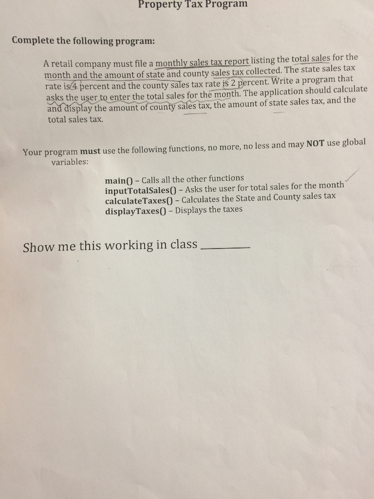 Solved Property Tax Program -Must use C programming I | Chegg.com