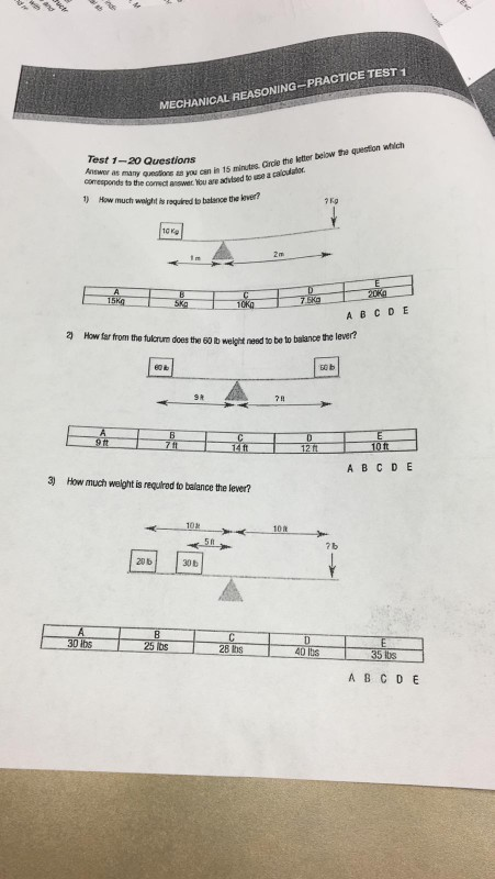 Solved MECHANICAL REASONING-PRACTICE TEST 1 Test 1-20 | Chegg.com