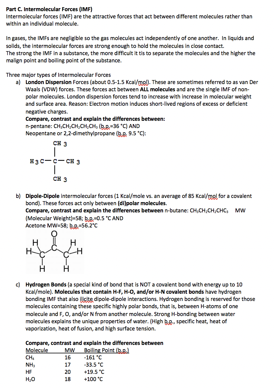 Solved Part C. Intermolecular Forces (IMF) Intermolecular | Chegg.com