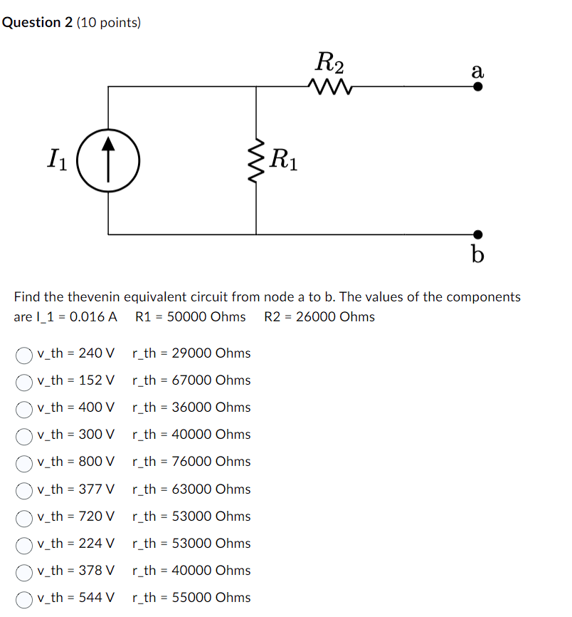 Solved Question 2 (10 points) Find the thevenin equivalent | Chegg.com
