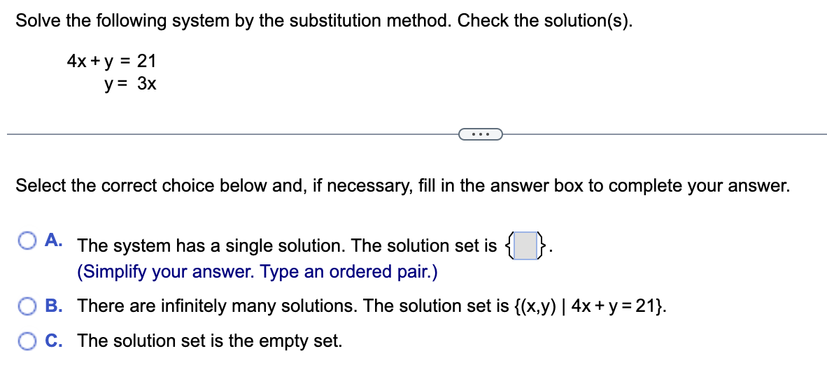 Solved Solve the following system by the substitution | Chegg.com