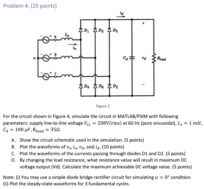 Solved Problem 4: (25 points) id D1 추D3 추D5 Rioad Figure 2 | Chegg.com