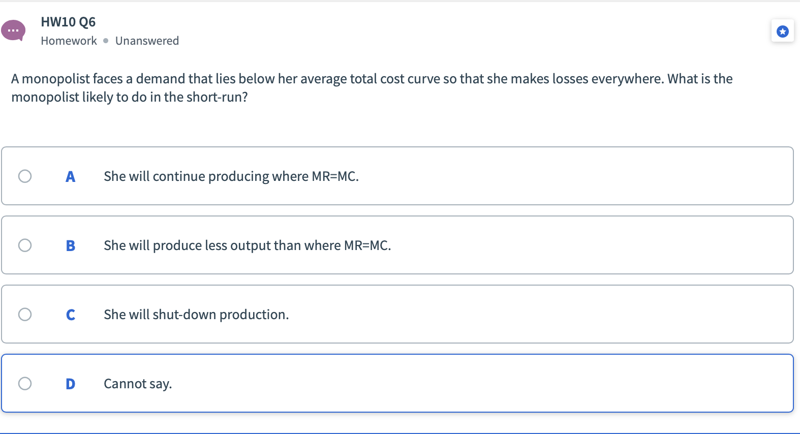 Solved @ HW1004... HW10 Q4 Homework • Unanswered All firms | Chegg.com