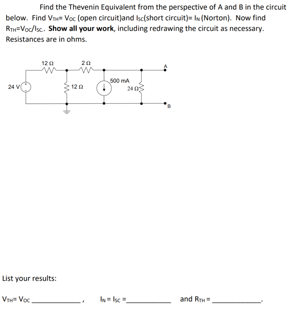 Solved Find the Thevenin Equivalent from the perspective of | Chegg.com