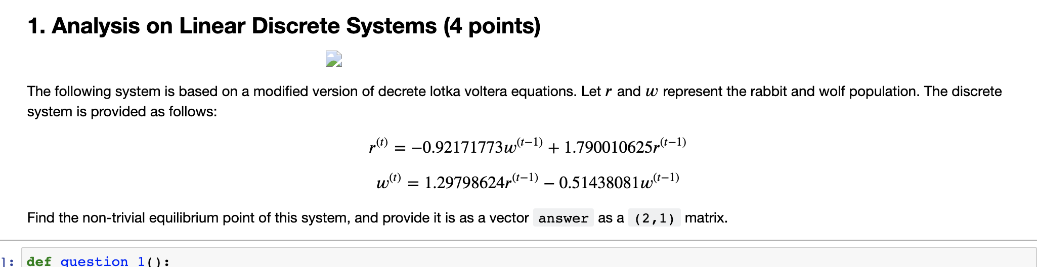 Solved 1. Analysis on Linear Discrete Systems (4 points) The | Chegg.com