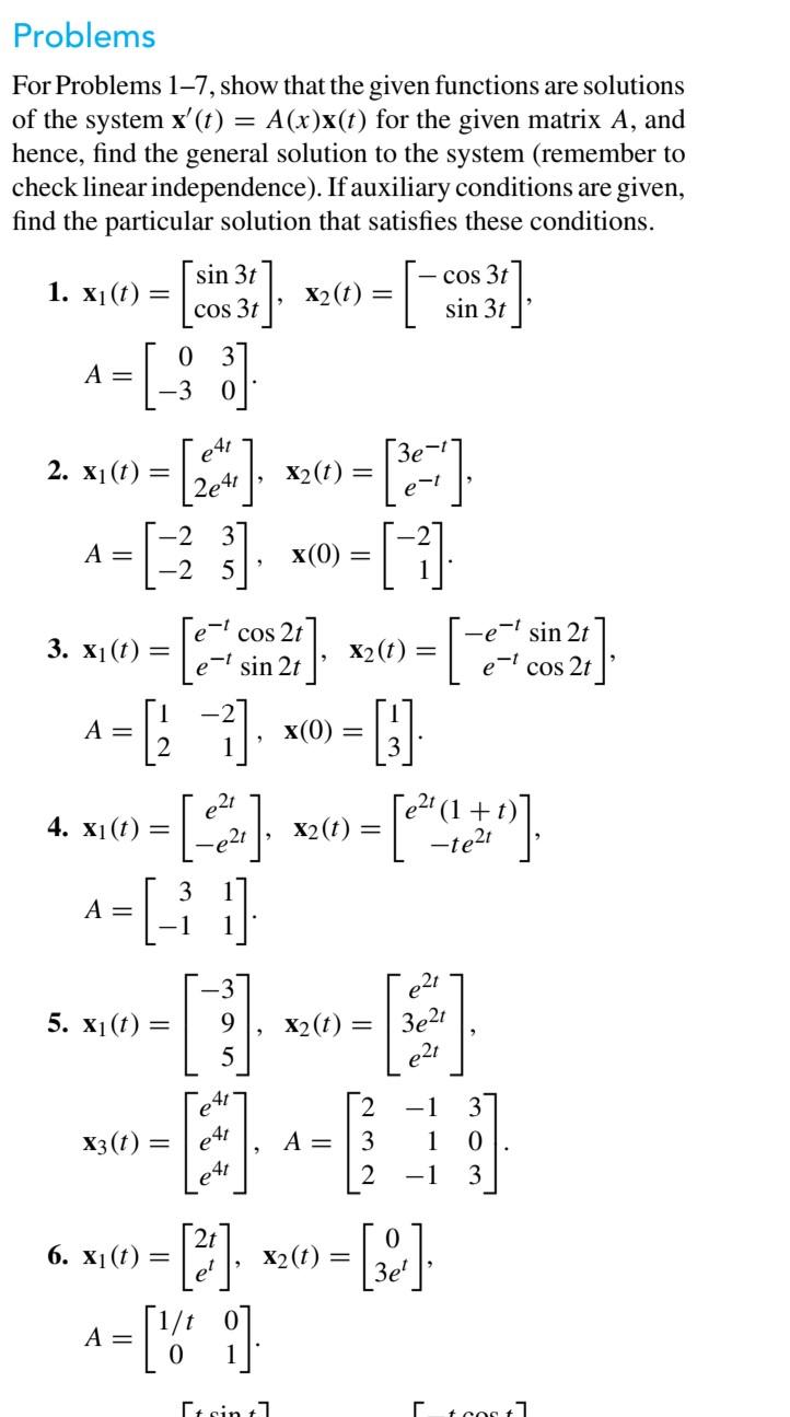 Solved For Problems 1-7, show that the given functions are | Chegg.com
