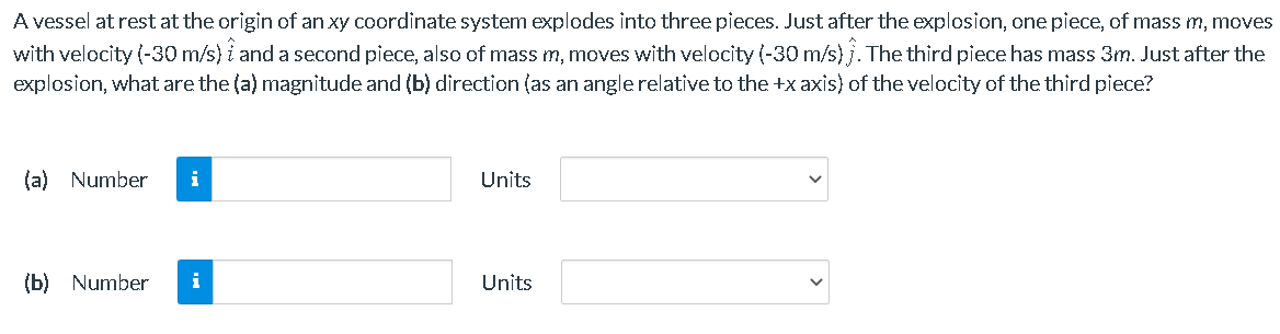Solved A vessel at rest at the origin of an xy coordinate | Chegg.com