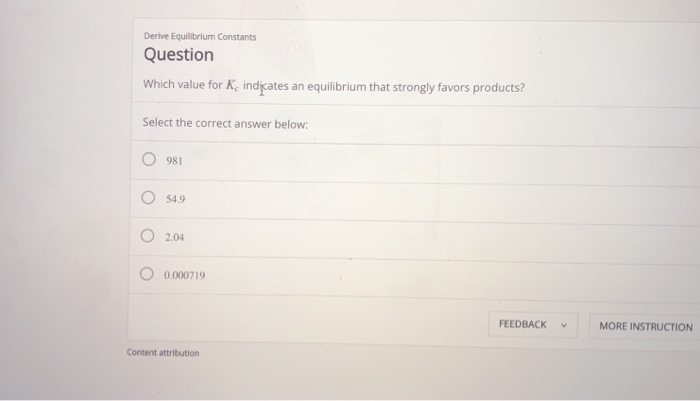 Solved Derive Equilibrium Constants Question Which value for | Chegg.com