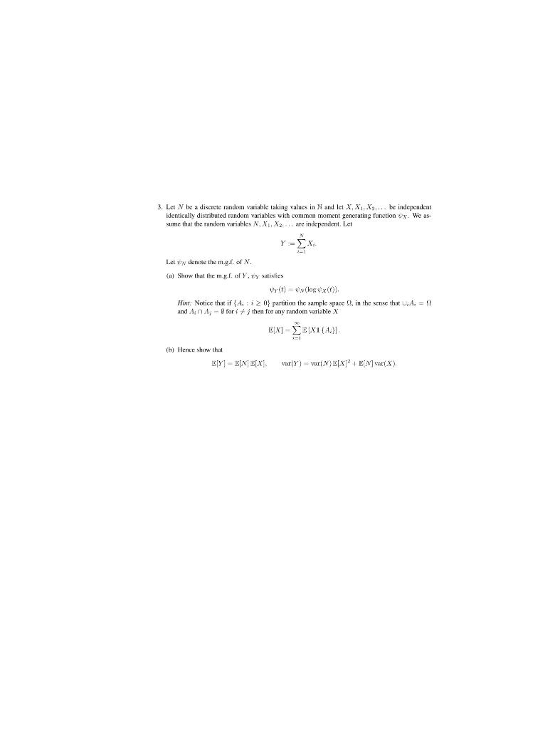 3. Let N be a discrete random variabic taking values | Chegg.com