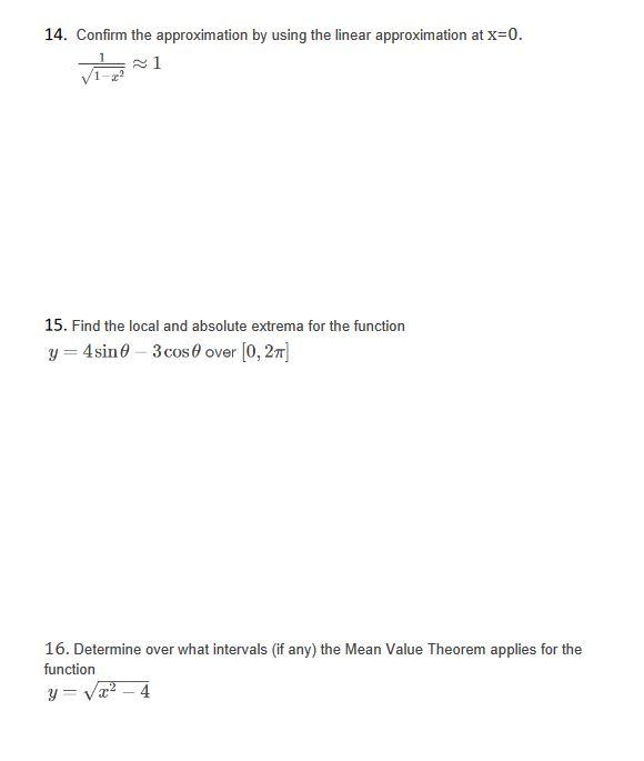 Solved 14. Confirm the approximation by using the linear | Chegg.com