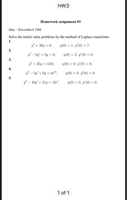 Solved HW3 Homework assignment #3 Due: Novemberl 19th Solve | Chegg.com