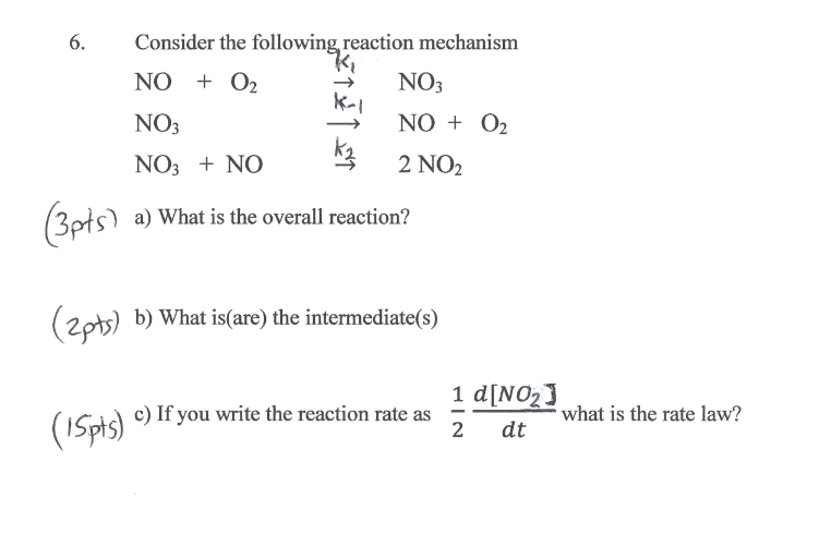 Solved 6. Consider the following reaction mechanism | Chegg.com