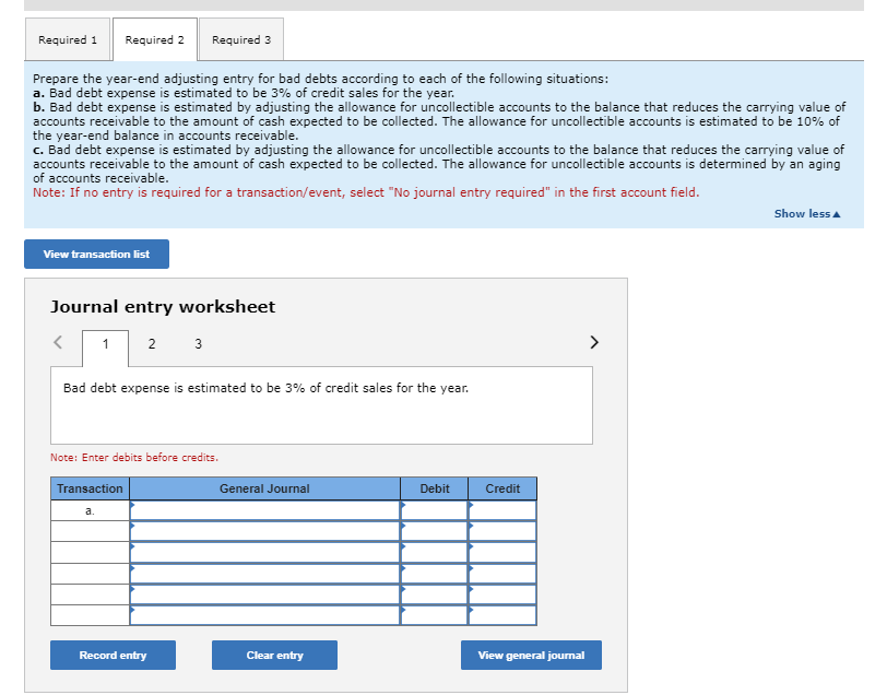 Solved Prepare the year-end adjusting entry for bad debts | Chegg.com