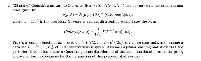2. (20 marks) Consider a univariate Gaussian | Chegg.com