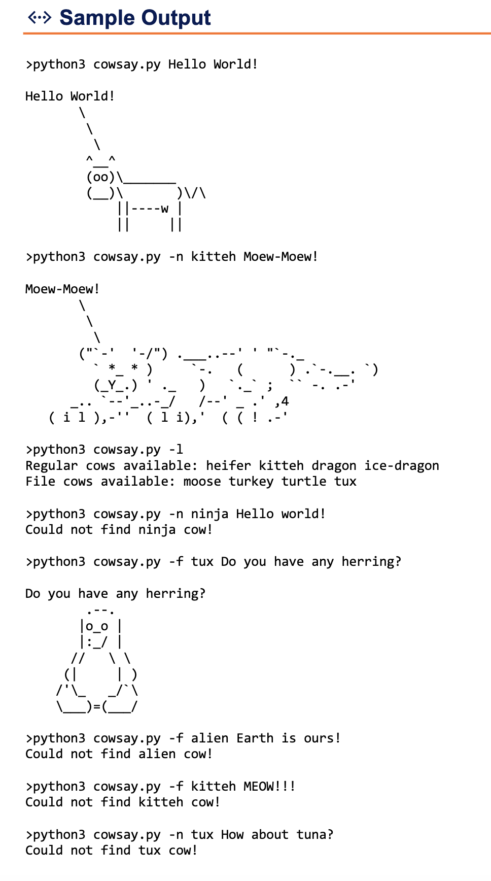 Students will update the driver program (cowsay.py) | Chegg.com