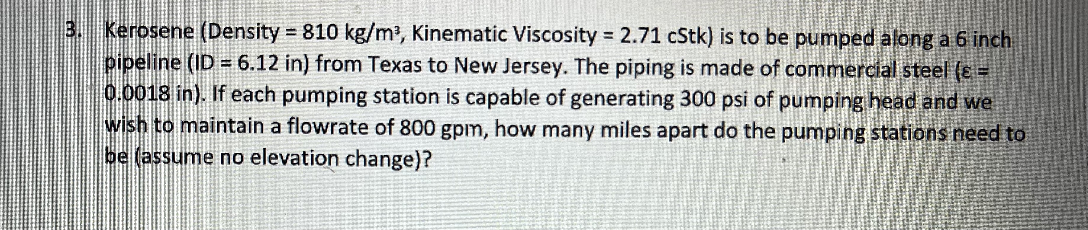 Solved Kerosene (Density =810 kg/m3, Kinematic Viscosity | Chegg.com