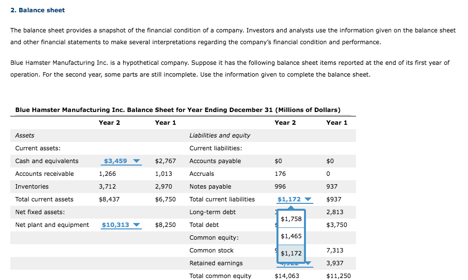 Solved The balance sheet provides a snapshot of the | Chegg.com