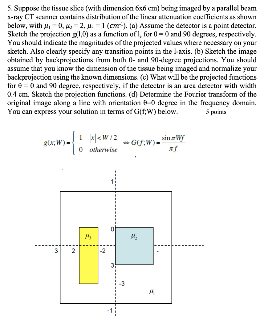 Solved 5. Suppose the tissue slice (with dimension 6×6 cm ) | Chegg.com