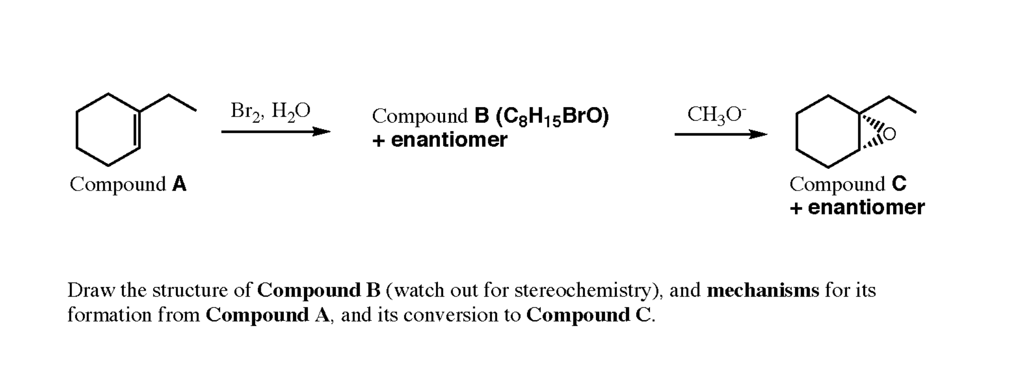 Solved Compound A Compound B(C8H15BrO) + enantiomer Compound | Chegg.com