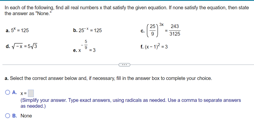 Solved In each of the following, find all real numbers x | Chegg.com