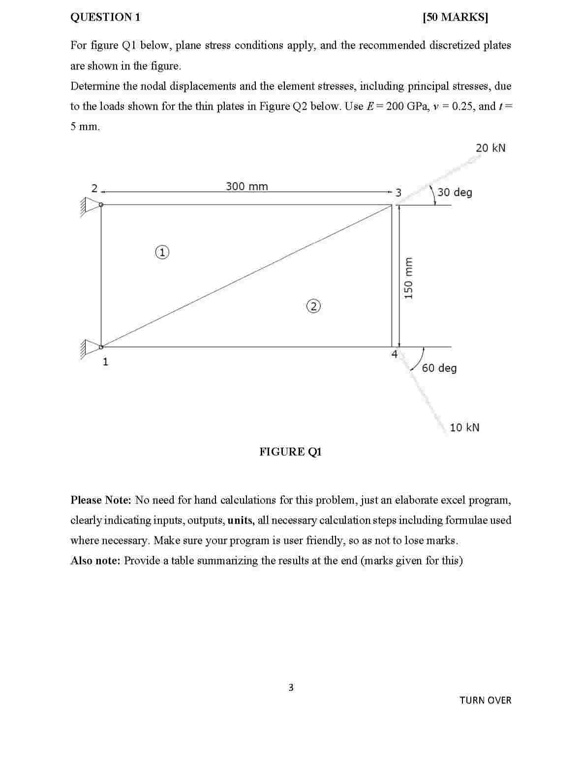 QUESTION 1 [50 ﻿MARKS] ﻿For figure Q1 ﻿below, plane | Chegg.com