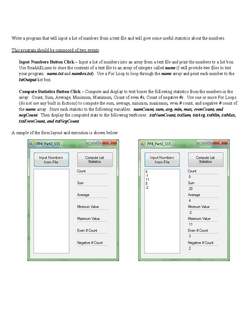 Solved Write a program that will input a list of numbers | Chegg.com