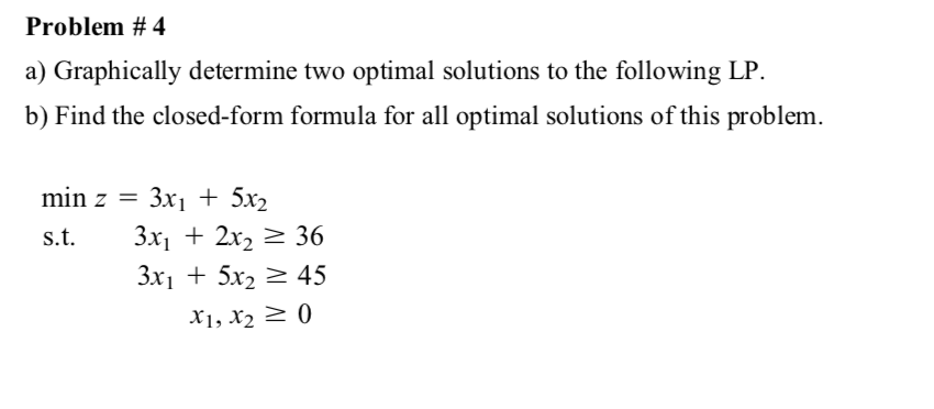 Solved Problem #4 a) Graphically determine two optimal | Chegg.com