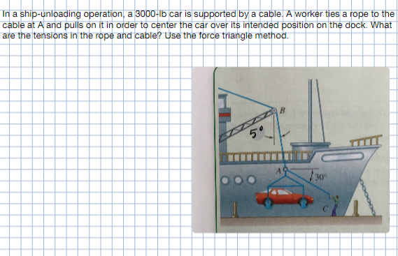 Solved in a ship-unloading operation, a 3000-lb car is | Chegg.com