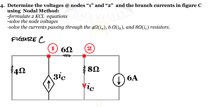 Solved 4. Determine the voltages @ nodes “1” and “2” and the | Chegg.com