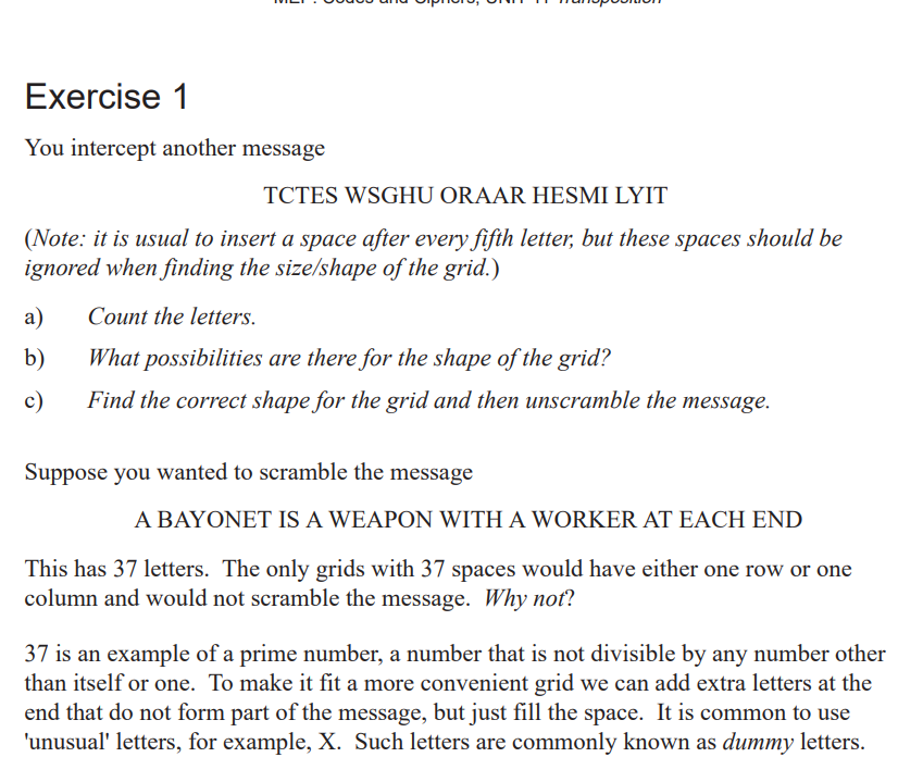 Solved Exercise 1 You intercept another message TCTES WSGHU | Chegg.com
