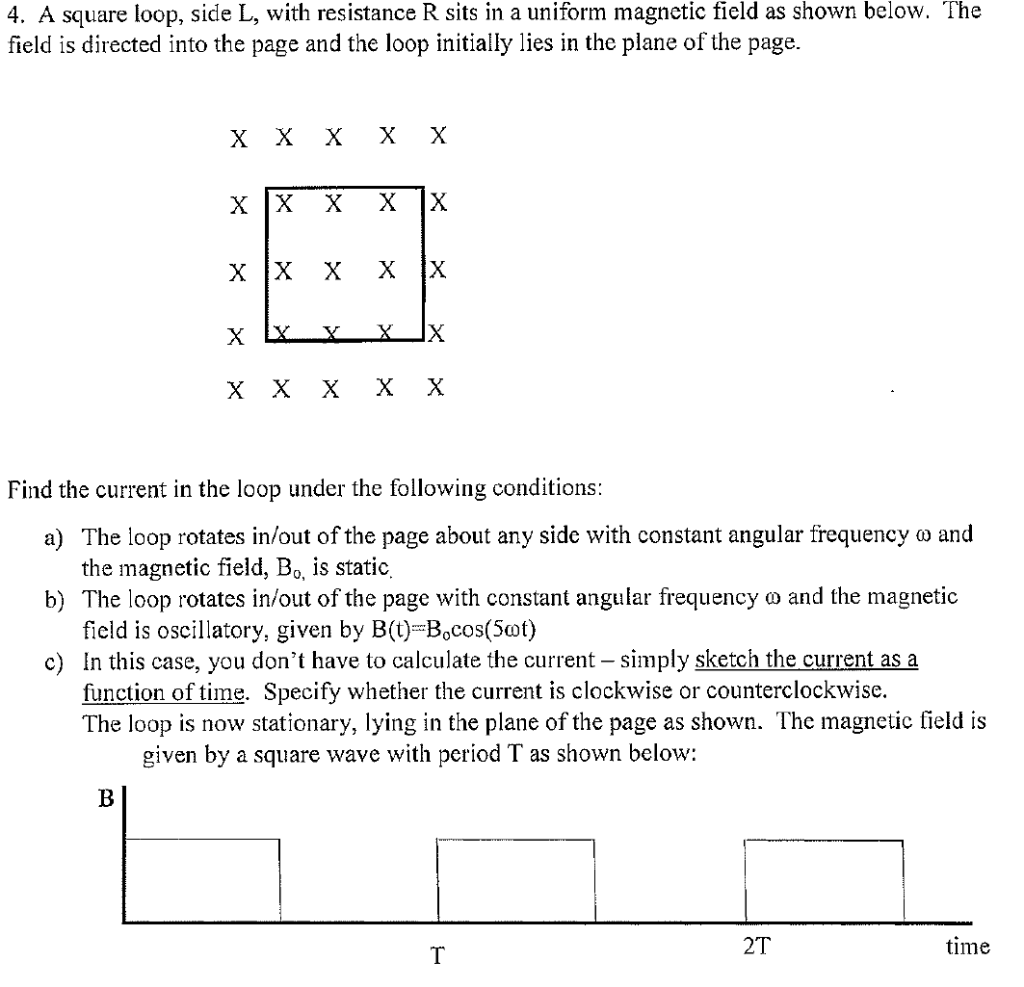 Solved 4. A square loop, side L, with resistance R sits in a | Chegg.com