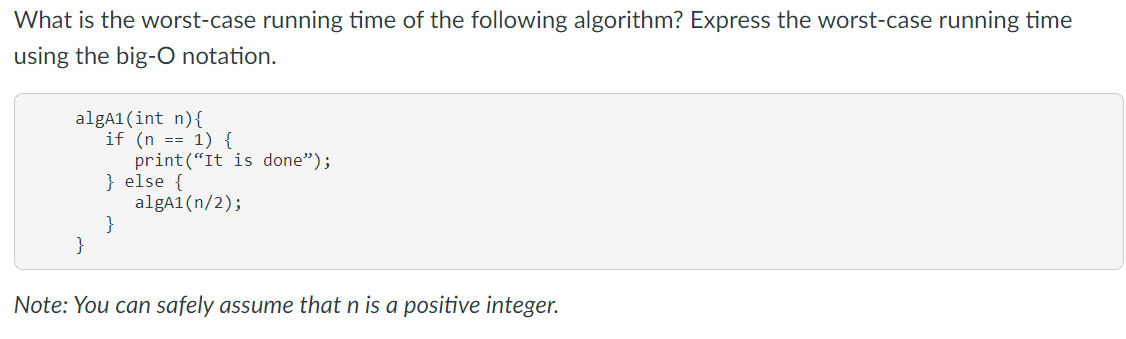 Solved What is the worst-case running time of the following | Chegg.com