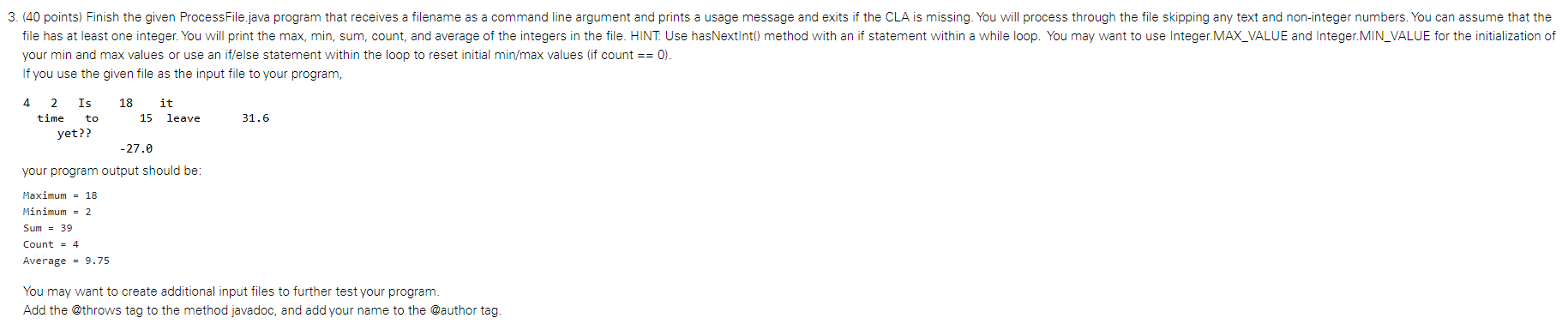 Solved ProcessFile.java is as follows: import | Chegg.com