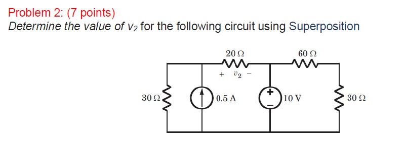 Solved Problem 2: (7 points) Determine the value of v2 for | Chegg.com
