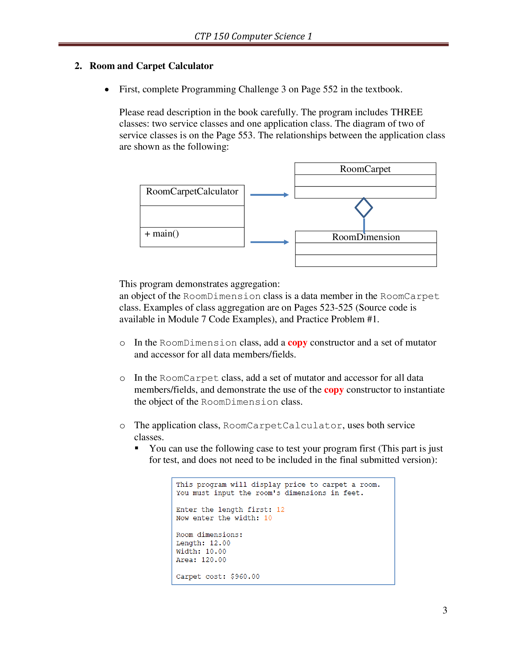 Solved 2. Room and Carpet Calculator - First, complete | Chegg.com