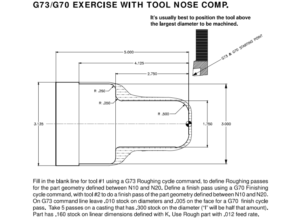G73/G70 EXERCISE WITH TOOL NOSE COMP. It's usually | Chegg.com