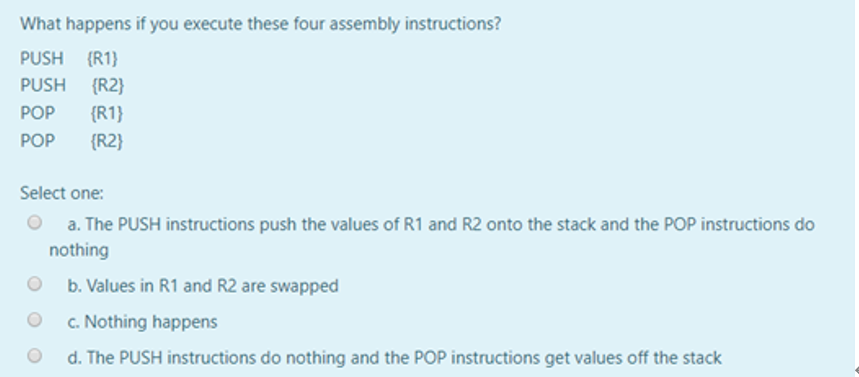 Solved What happens if you execute these four assembly | Chegg.com