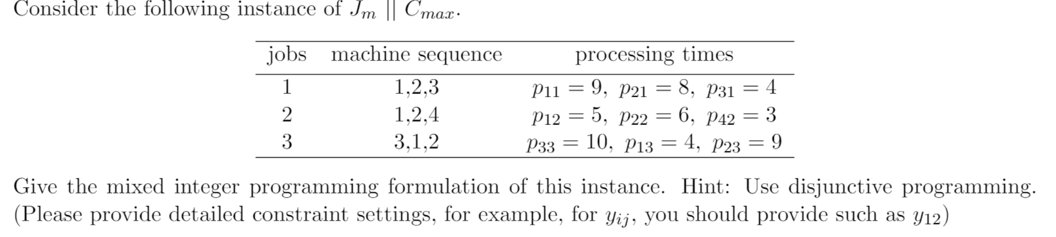 Solved Consider the following instance of Jm || Cmax 8, P31 | Chegg.com