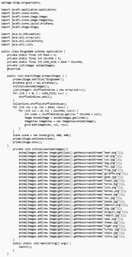 Solved need help fixing the following bingo game code to | Chegg.com
