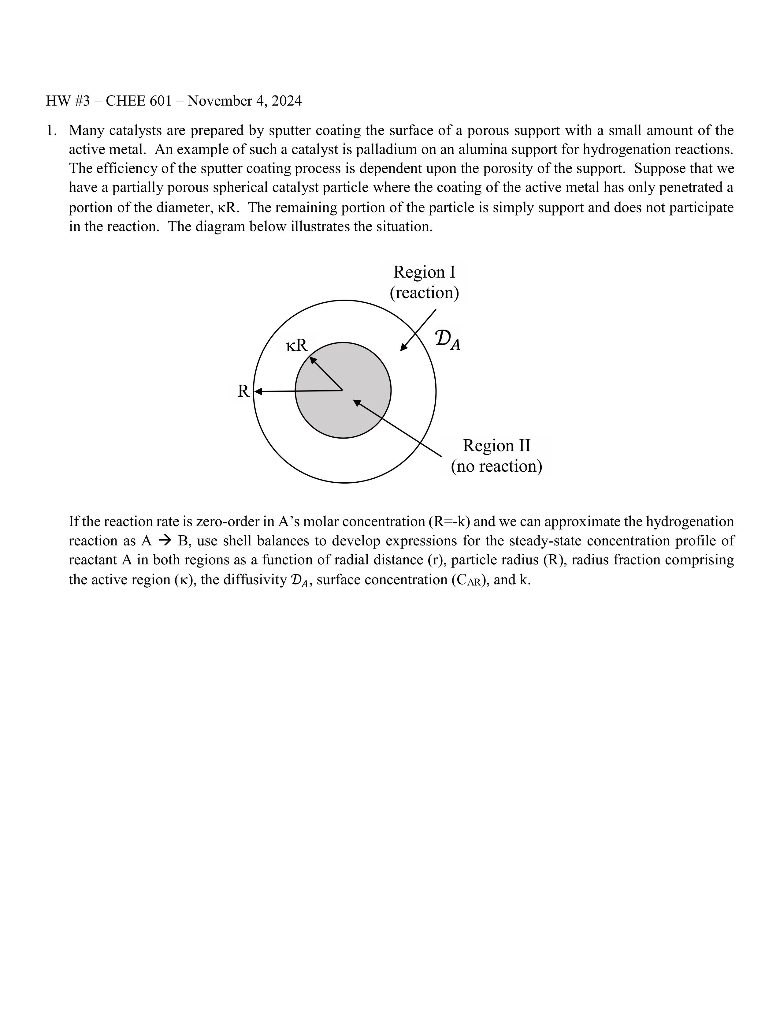 Solved HW \#3 - ﻿CHEE 601 - ﻿November 4, 20241. ﻿Many | Chegg.com