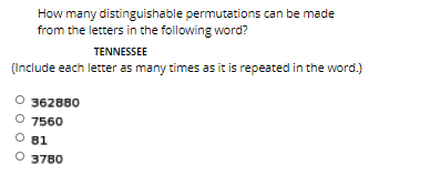 Solved How many distinguishable permutations can be made | Chegg.com